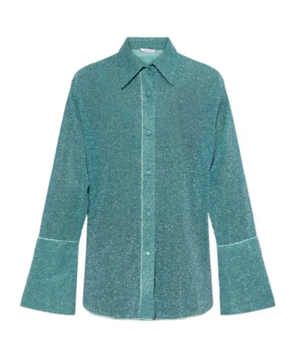 Oseree Lurex Oversized Shirt - Blue