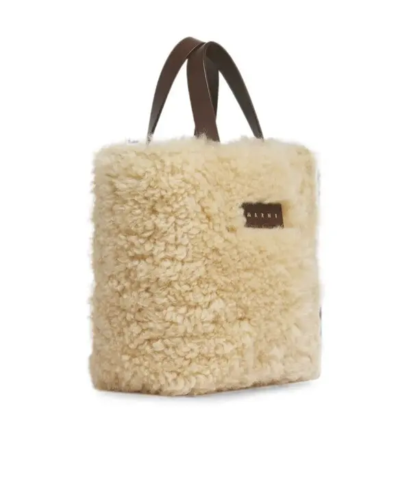 Marni Museo Soft Shearling Leather Tote Bag