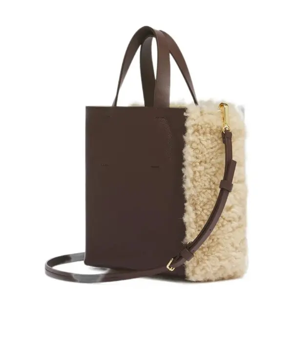 Marni Museo Soft Shearling Leather Tote Bag