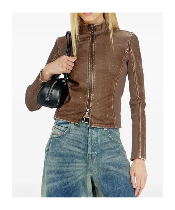 DIESEL® Biker Jacket With Rib-knit Inserts