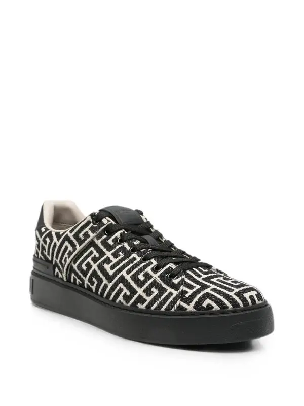 Balmain Monogram Logo Embossed Sneakers - Black