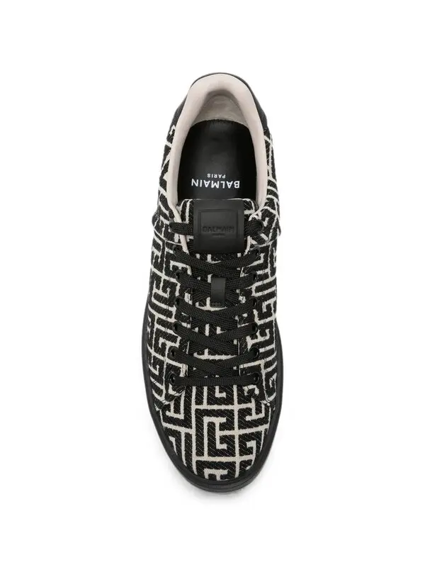 Balmain Monogram Logo Embossed Sneakers - Black