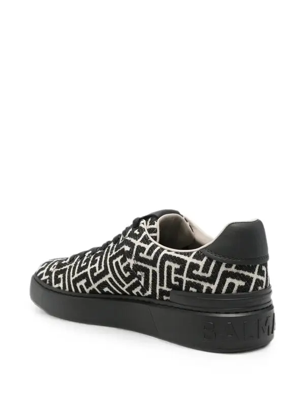 Balmain Monogram Logo Embossed Sneakers - Black