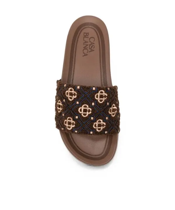 Casablanca Monogram-embroidered Terry-cloth Slippers