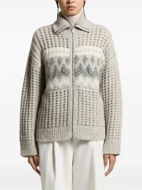 Peserico Sequin Embellished Zip-up Cardigan - No