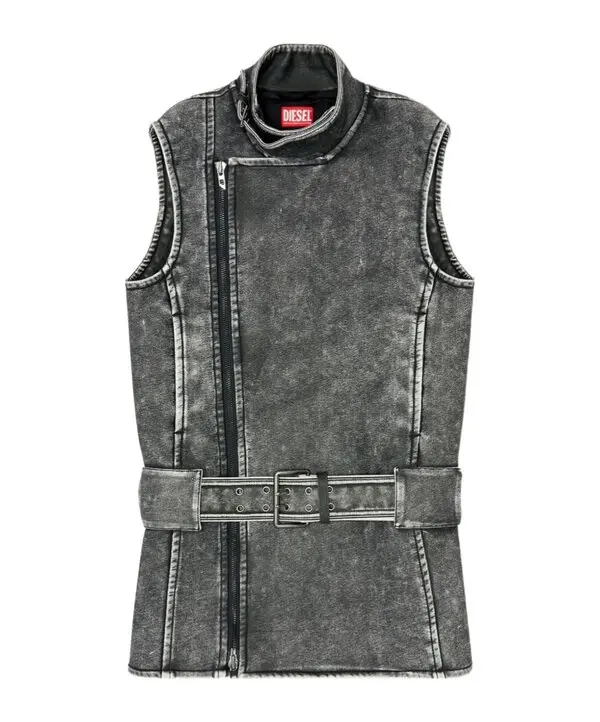 DIESEL® Biker-style Mini Dress With Belt