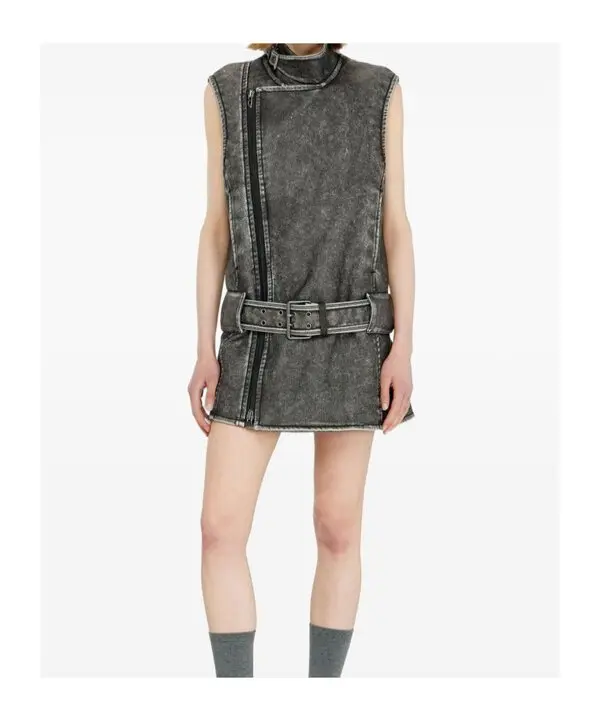 DIESEL® Biker-style Mini Dress With Belt
