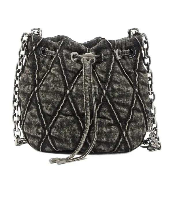 DIESEL® Charm-d Quilted Bucket Bag - Dark Gray