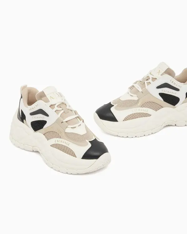 Armani Exchange Sneakers In Mesh And Microsuede