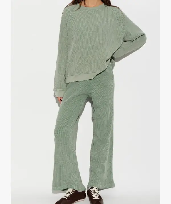 American Vintage Waffle-knit Elasticated-waist Trousers - Gray