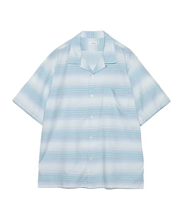 Nanamica Open Collar Pique Short-sleeve Shirt - Blue