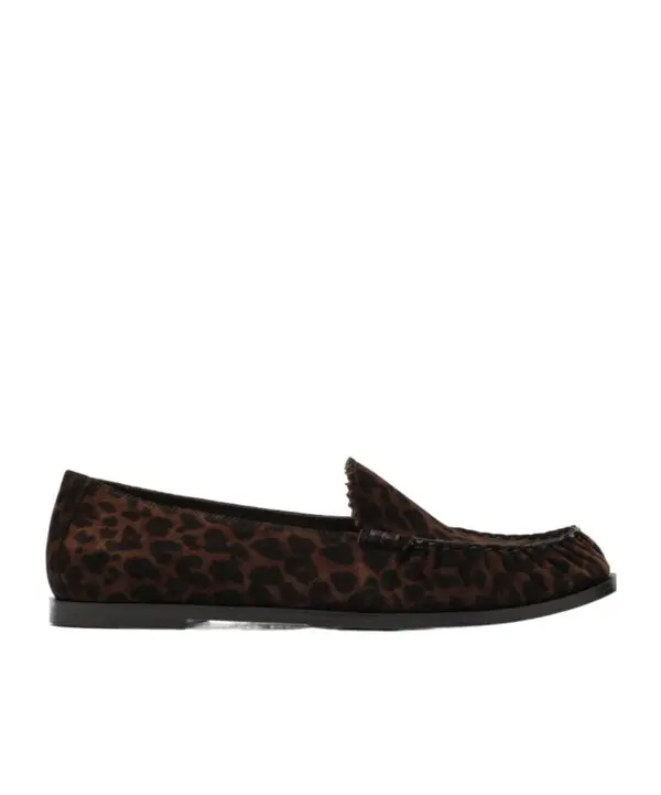 AQUAZZURA Leopard-print Suede Loafers - Black