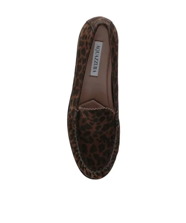 AQUAZZURA Leopard-print Suede Loafers