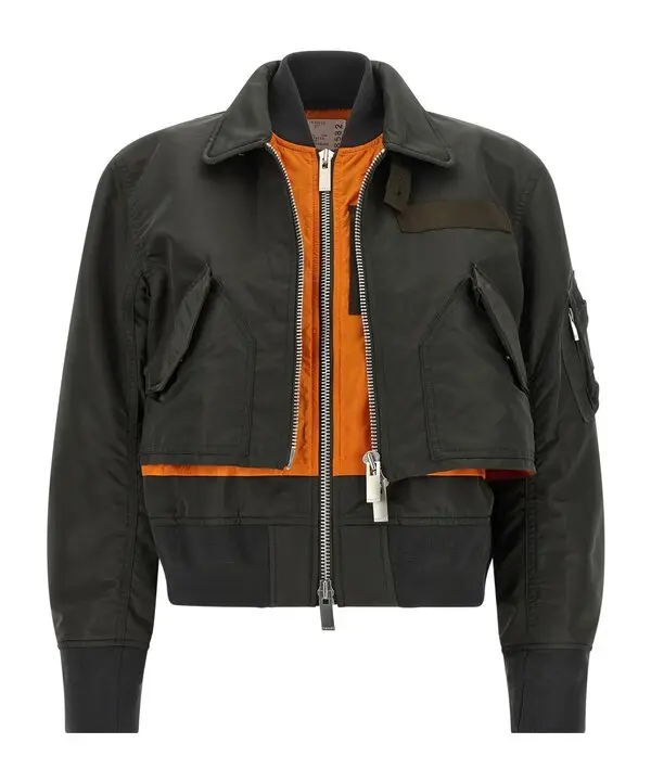 Sacai Double-zip Bomber Jacket - Khaki