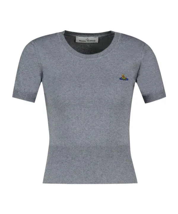 VIVIENNE WESTWOOD Orb Embroidered Knit Top - Gray