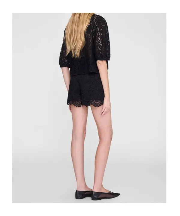 ANINE BING Elastic Waistband Lace Shorts