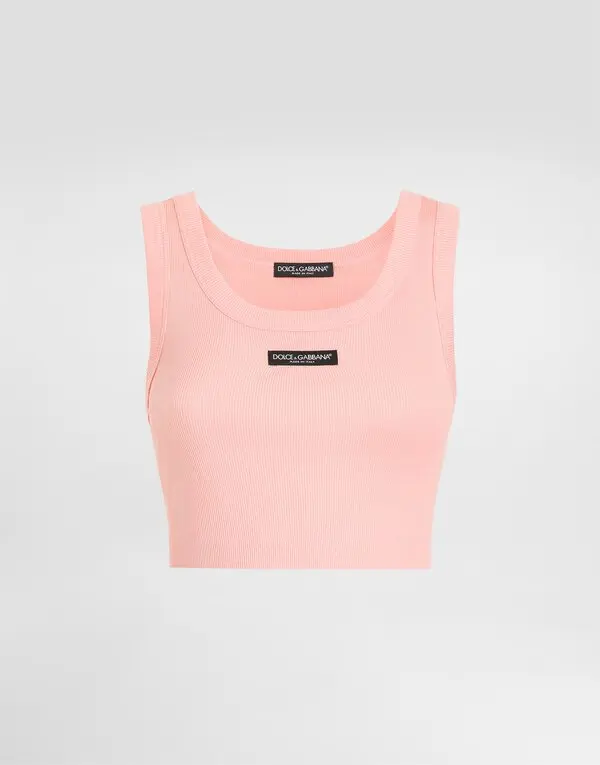 Dolce & Gabbana Cotton Cropped Tank Top With Logo
