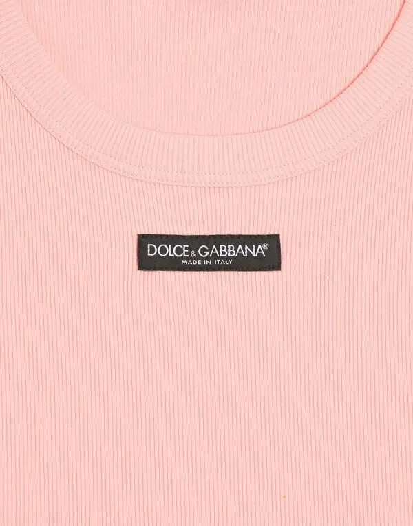 Dolce & Gabbana Cotton Cropped Tank Top With Logo