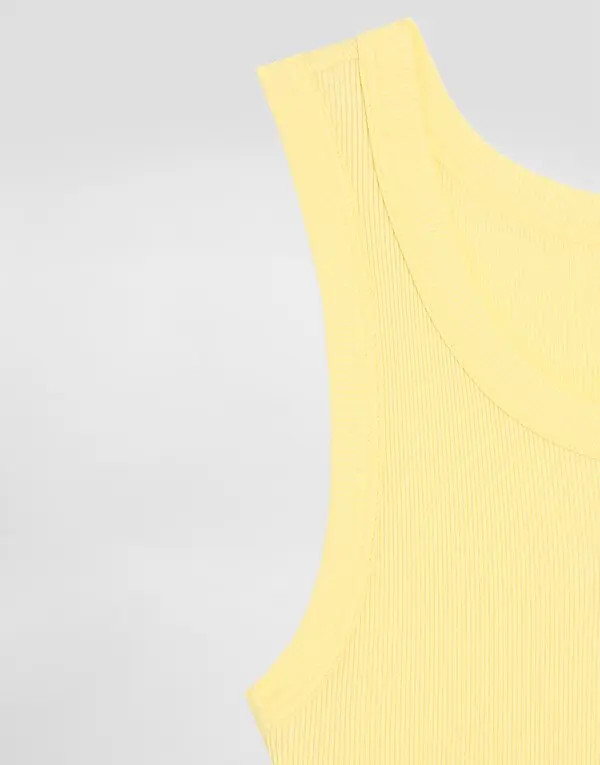 Dolce & Gabbana Ribbed Jersey Tank Top With Logo Detail - Yellow