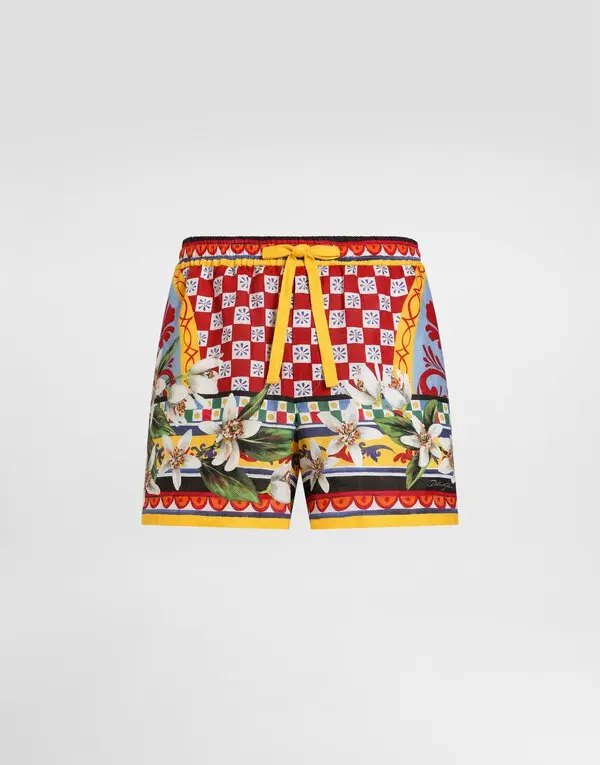 Dolce & Gabbana Carretto-print Linen Bermuda - Multicolor