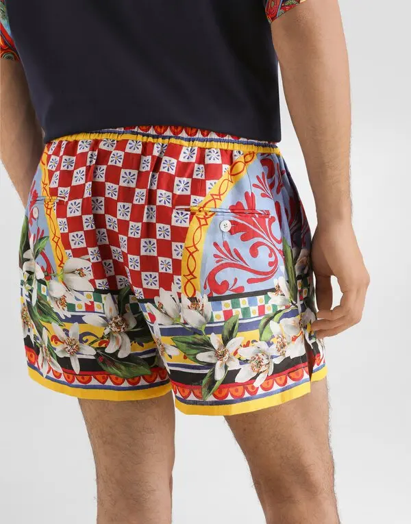 Dolce & Gabbana Carretto-print Linen Bermuda