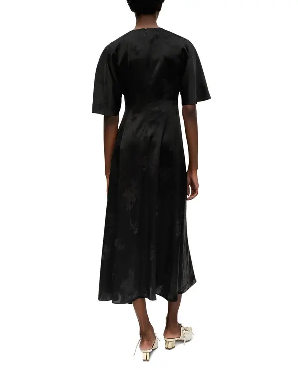 GANNI Satin Jacquard Slit Dress