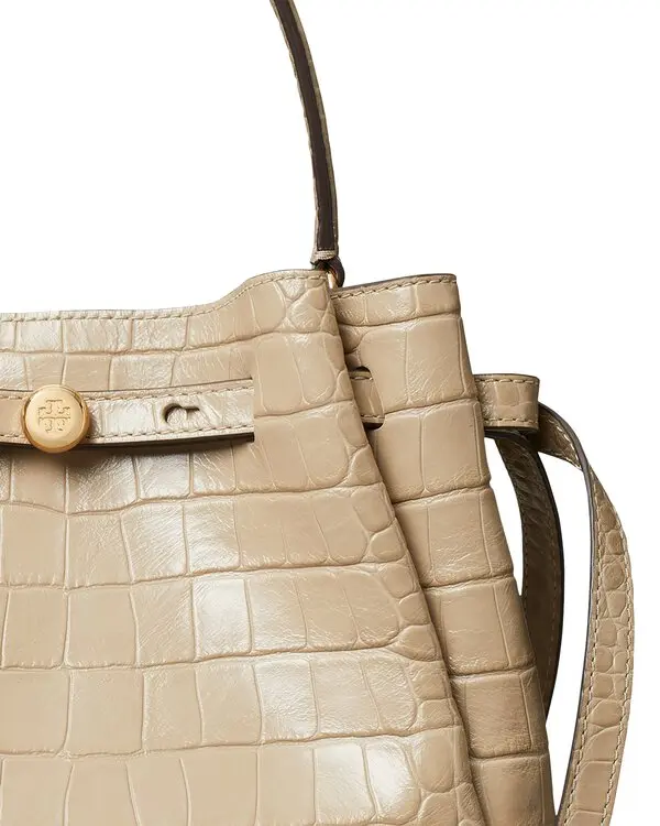 Tory Burch Romy Croc Embossed Leather Bucket Bag