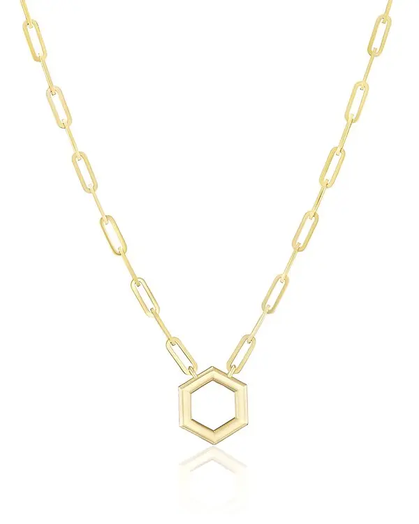 Harwell Godfrey 18k Yellow Core Collection Mini Hexagon Foundation Paperclip Chain Necklace, 16-18 - Gold