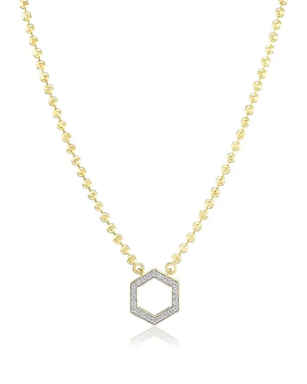 Harwell Godfrey 18k Yellow Core Collection Diamond Hexagon Foundation Ball Chain Pendant Necklace, 16-18 - Gold