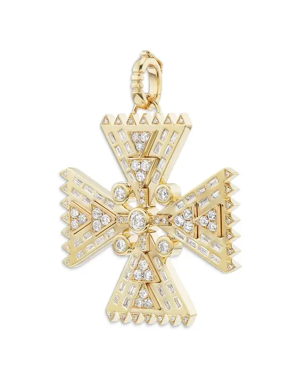 Harwell Godfrey 18k Yellow Crux Diamond Cross Pendant
