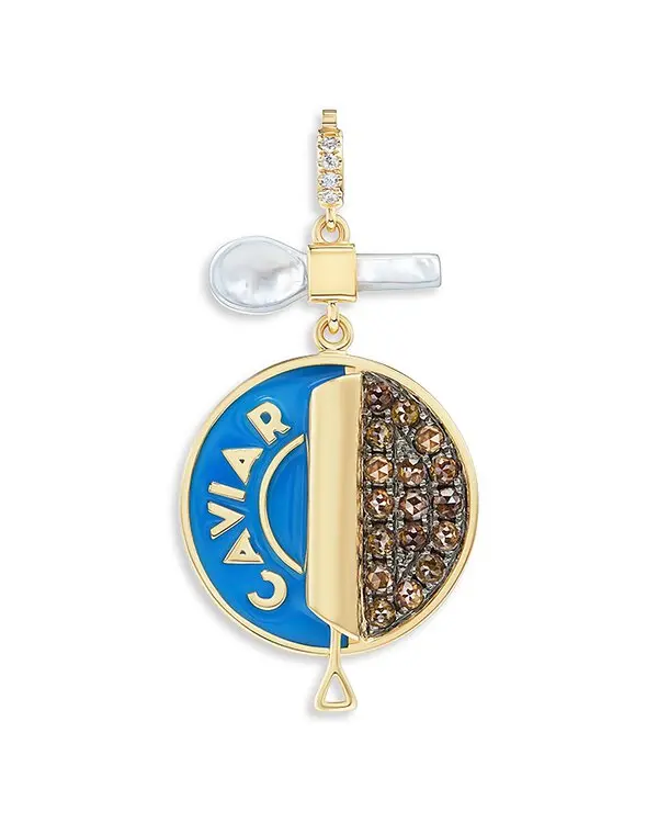 Harwell Godfrey 18k Yellow Favorite Things Diamond, Mother Of Pearl, & Enamel Caviar & Spoon Pendant - Gold