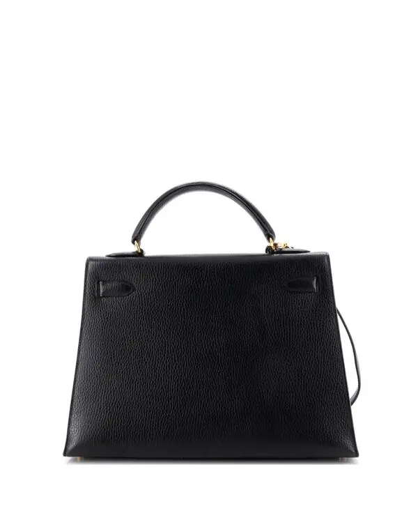 Hermès Kelly 32 Handbag Black Ardennes With Gold Hardware