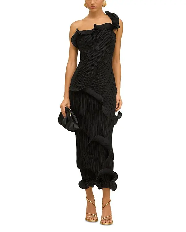 Cult Gaia Payton Asymmetrical One Shoulder Gown - Black