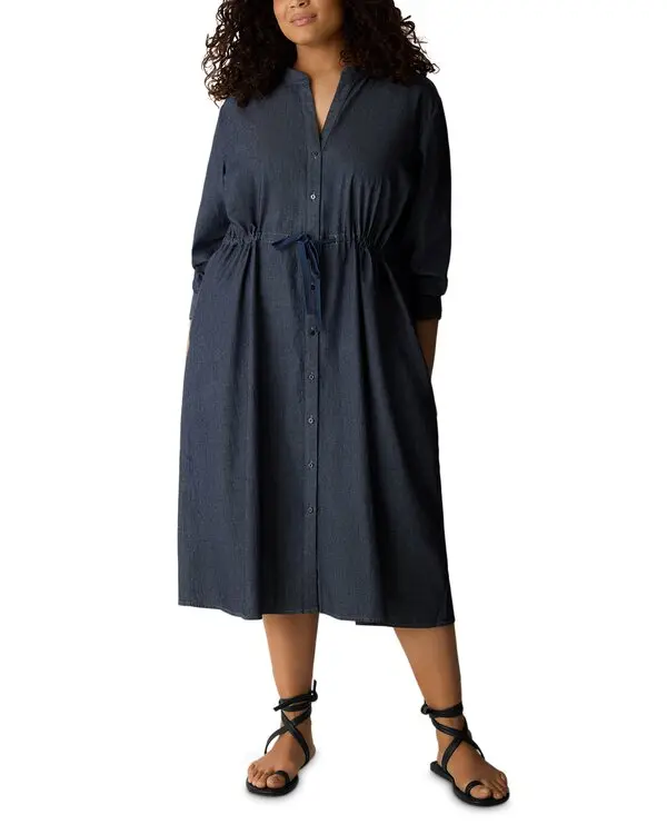 Eileen Fisher Mandarin Collar Midi Dress