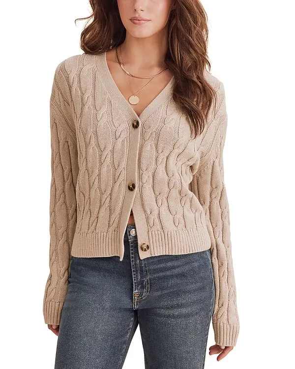 Splendid Rubi Cable Knit Cardigan Sweater - Wheat
