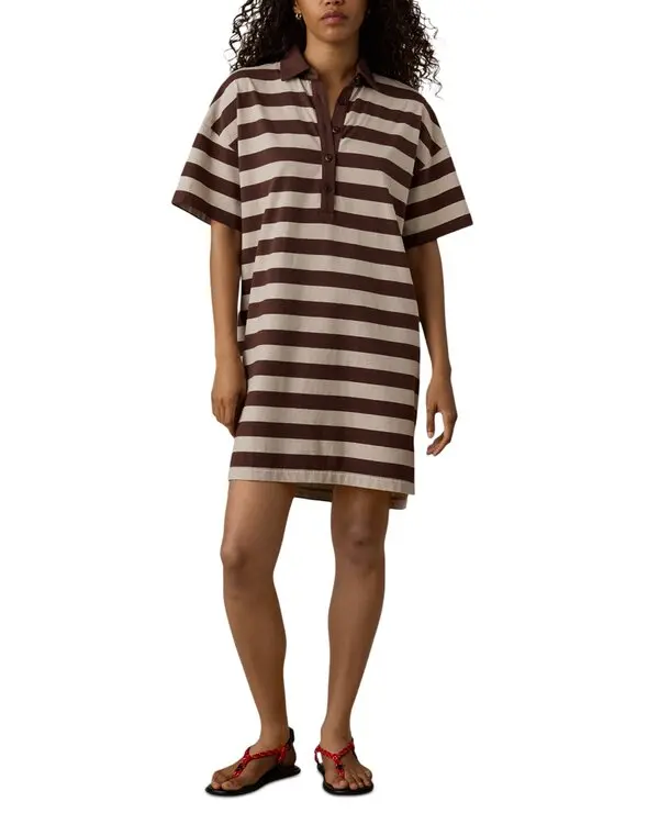 Faherty Brand Cotton Knit Striped Shirt Dress