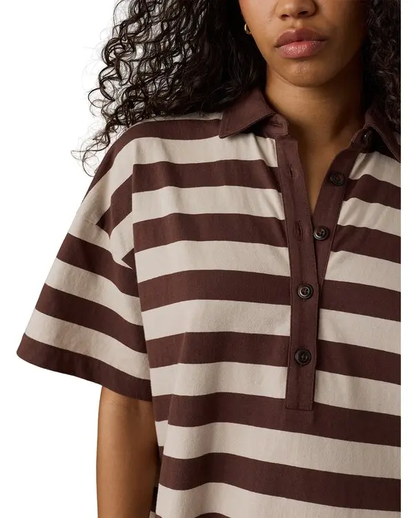 Faherty Brand Cotton Knit Striped Shirt Dress