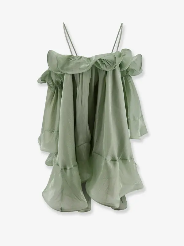 ACTUALEE Dress With Rouches - Green