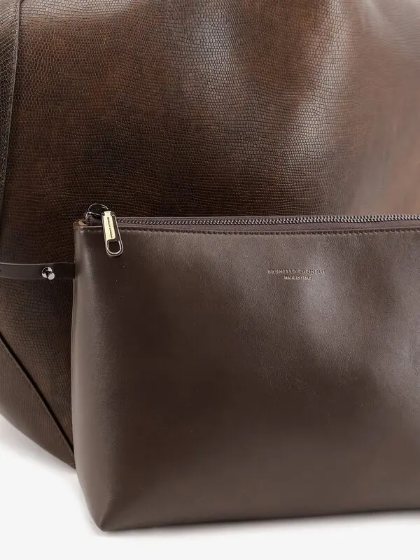 Brunello Cucinelli Leather Shopping Bag With Monili Detail