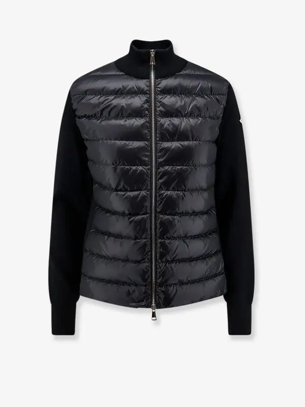 Moncler Cardigan Down Jacket With Tricot Inserts