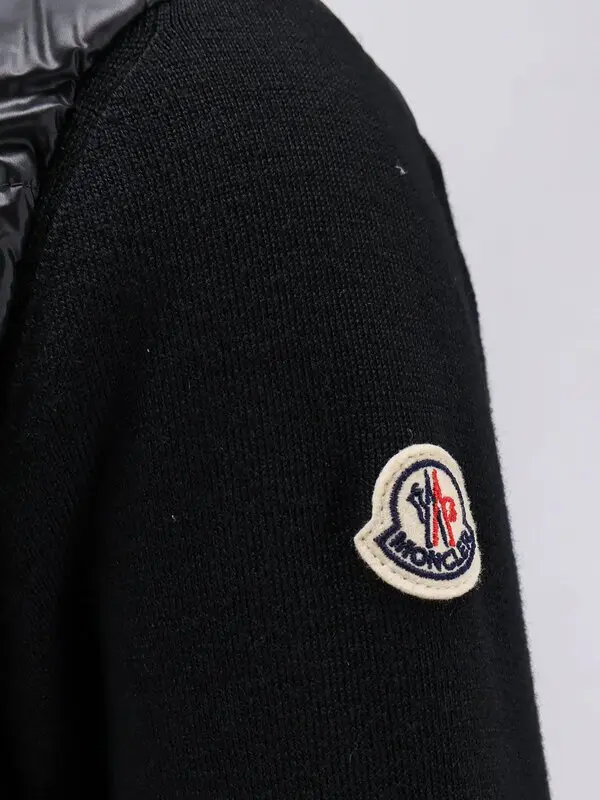 Moncler Cardigan Down Jacket With Tricot Inserts