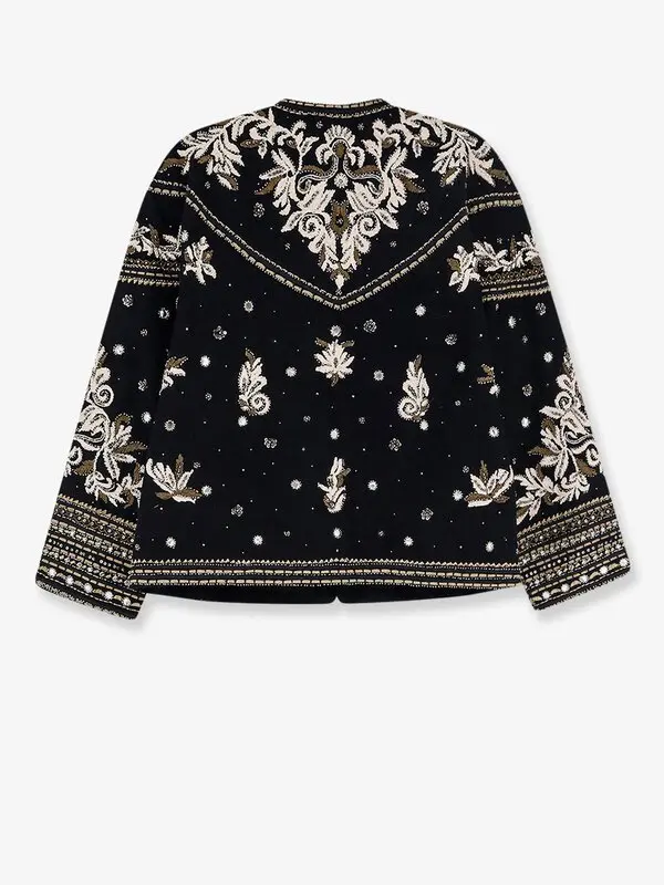 SCARLETT POPPIES Allover Embroidered Sequined Cotton Blazer