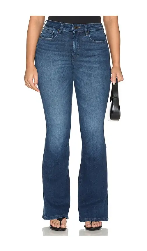 Good American Soft Tech Mid Flare In Blue