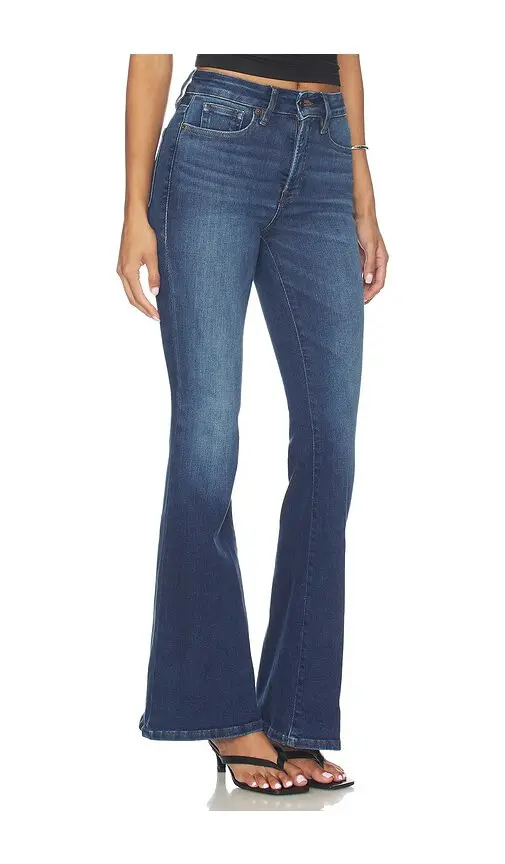 Good American Soft Tech Mid Flare In Blue