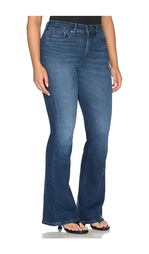 Good American Soft Tech Mid Flare In Blue
