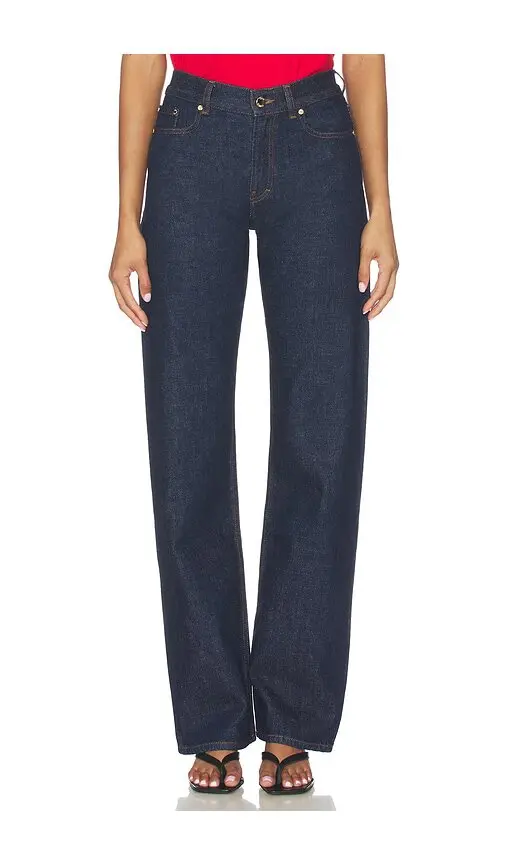 Casablanca Selvedge Embroidered Laurel Jeans In Blue - Indigo