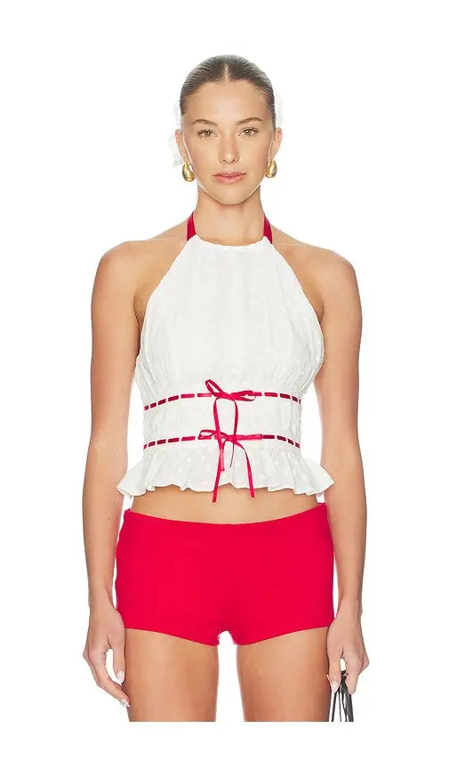 Majorelle Alessia Embroidered Halter Top