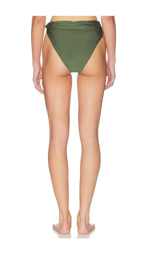 PatBO Aurora Lycra High Waist Bikini Bottom In Olive