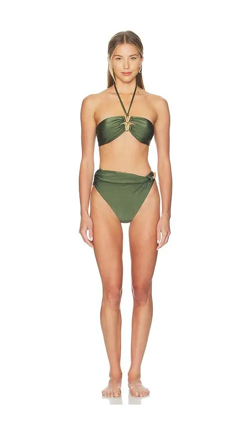 PatBO Aurora Lycra Bikini Top In Olive