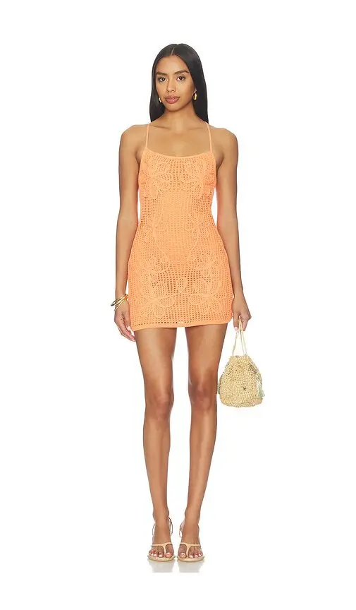 LOVERS AND FRIENDS Ottillie Pointelle Mini Dress - Orange